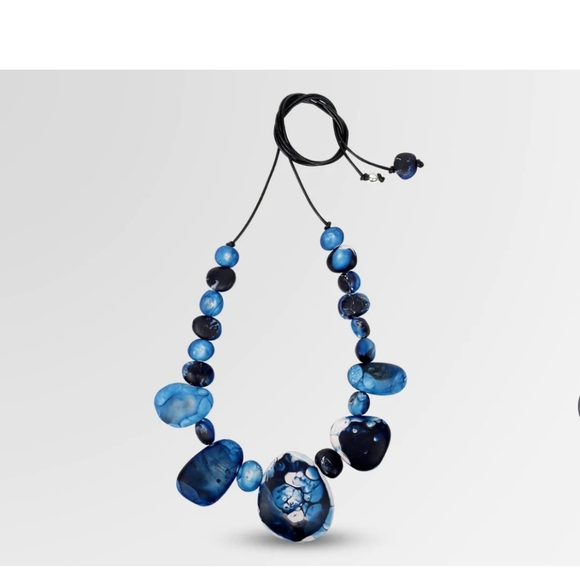 Jewelry | Resin Riverstone Necklace Lapis Swirlresin Riverstone ...